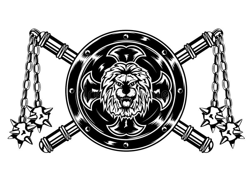 Board and crossed maces stock vector. Illustration of knight - 25489323