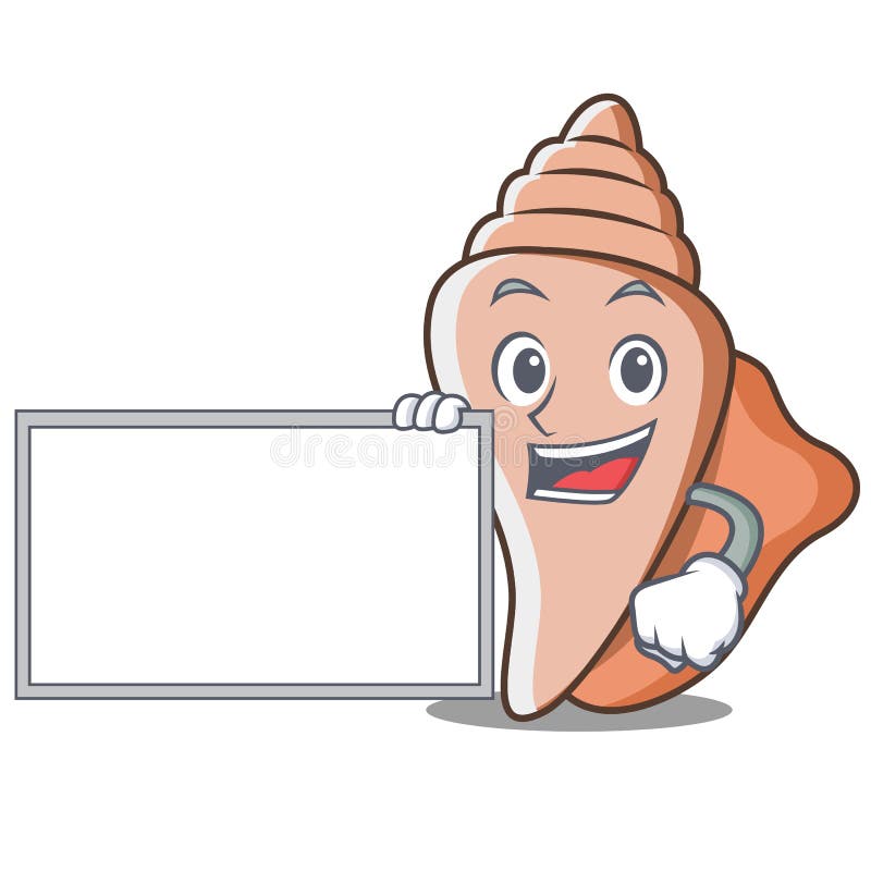 With Board Cute Shell Character Cartoon Stock Vector - Illustration of ...