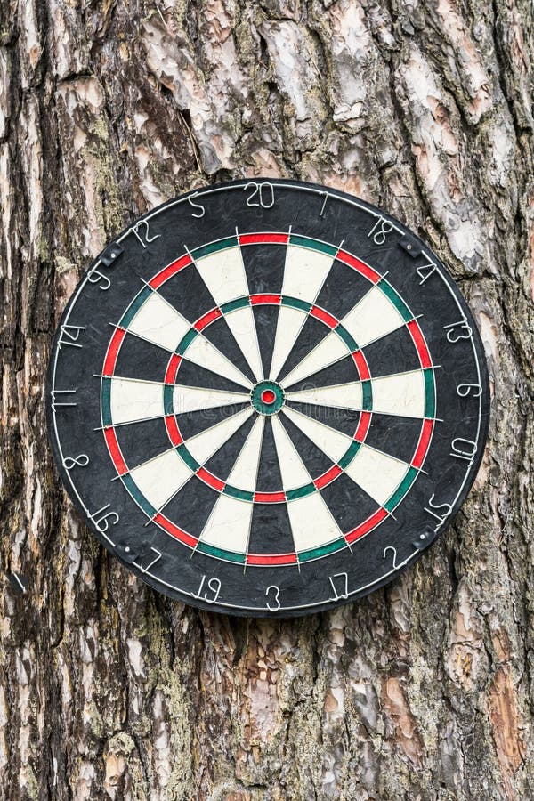 Board for Darts Installed on the Trunk of Pine Stock Photo - Image of ...