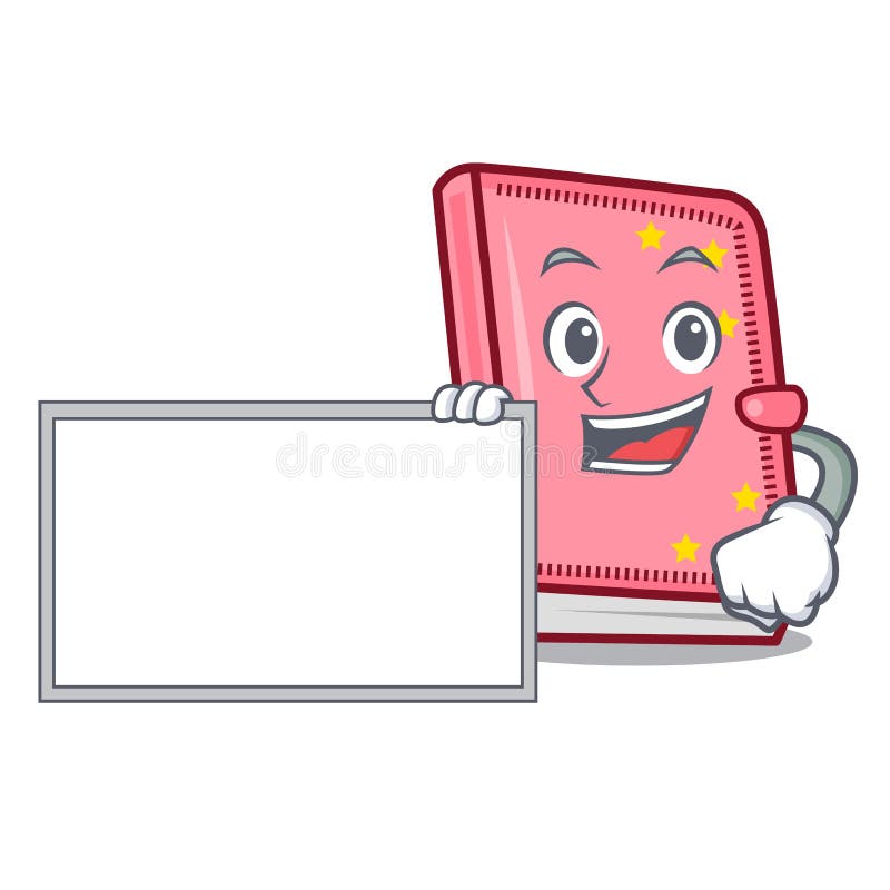 With Sign Diary Character Cartoon Style Stock Vector - Illustration of ...