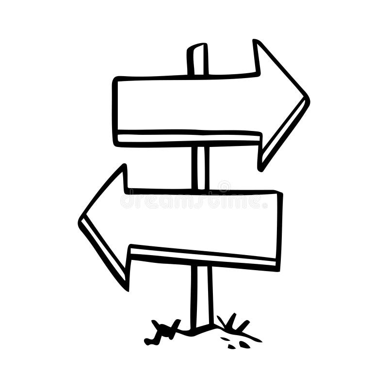 Board Doodle. Empty Road Direction Sign Stock Vector - Illustration of ...