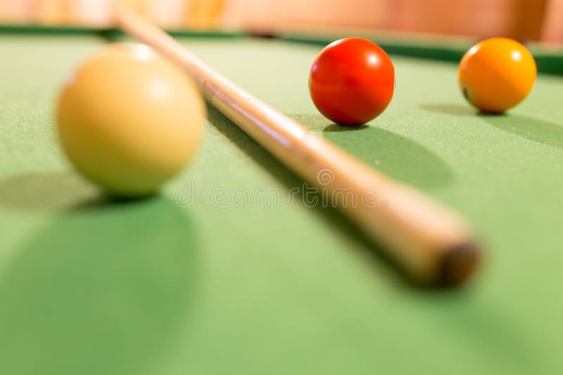 Board Game with Balls and Cue Billiards Stock Image - Image of white ...
