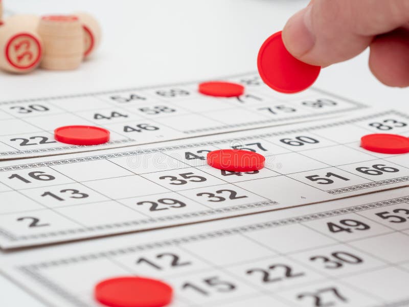 Board Game Bingo. Plastic Playing Chips in Hand Stock Photo - Image of ...