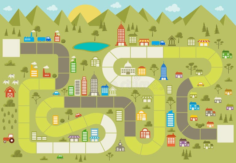 Board Game with a Block Path Stock Vector - Illustration of condominium ...