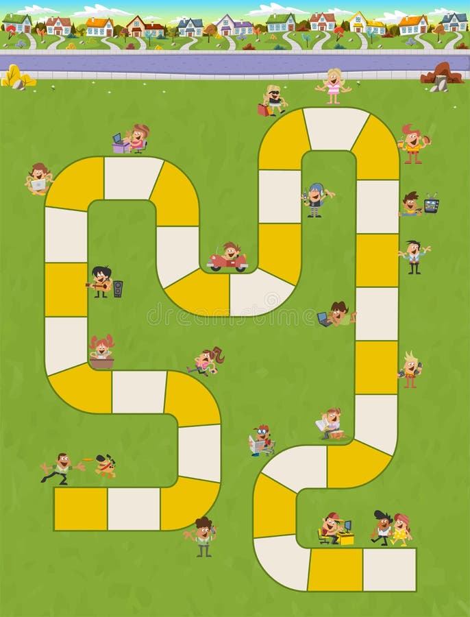 Board Game with a Block Path in the City Stock Vector - Illustration of ...
