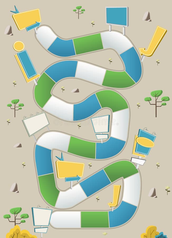 Board Game with a Block Path on a Yellow Park with Billboards. Stock ...