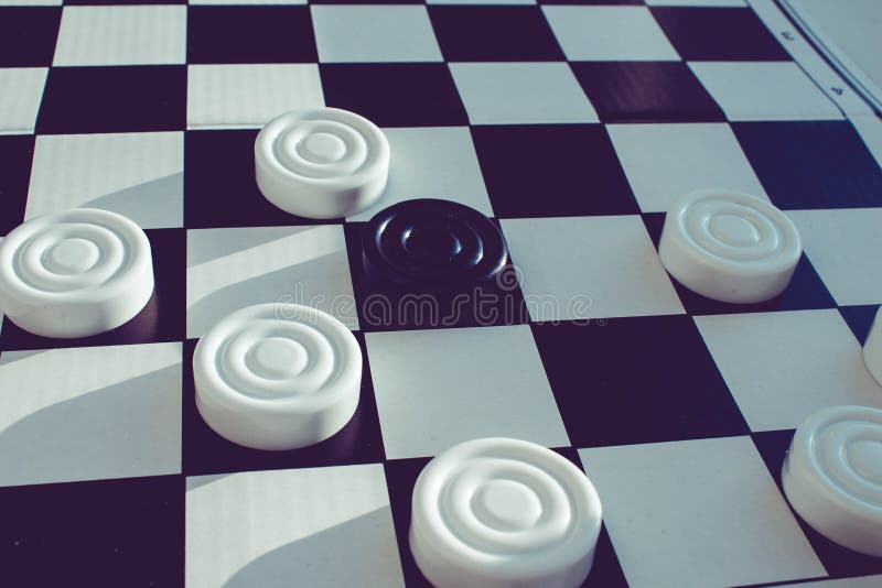 Board Game of Checkers. Black and White Chips for the Game Stock Image ...
