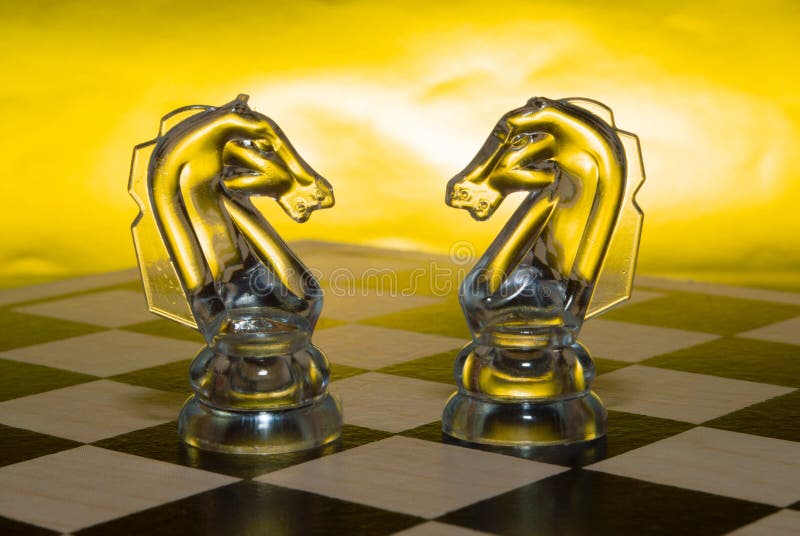 Board Game Chess. the Figure of a Transparent Glass Knight on the ...