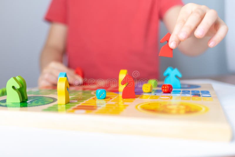 Board Game Concept, Kid Hand Play Piece Stock Photo - Image of ...