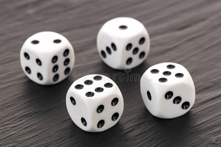 4 Board Game Dice - White Die with Black Dots Stock Photo - Image of ...