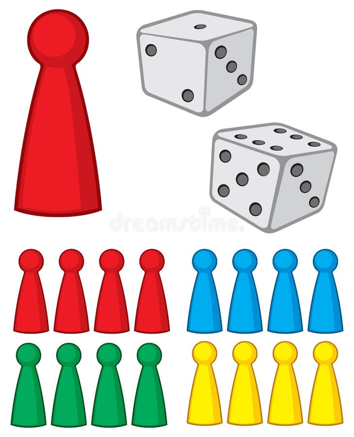 Board Game Figures with Dices Stock Vector - Illustration of relaxation ...
