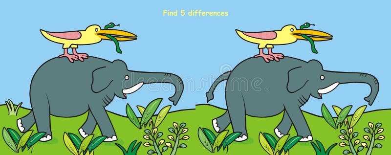 Board Game, Find Five Differences, Animals, Vector Illustration Stock ...