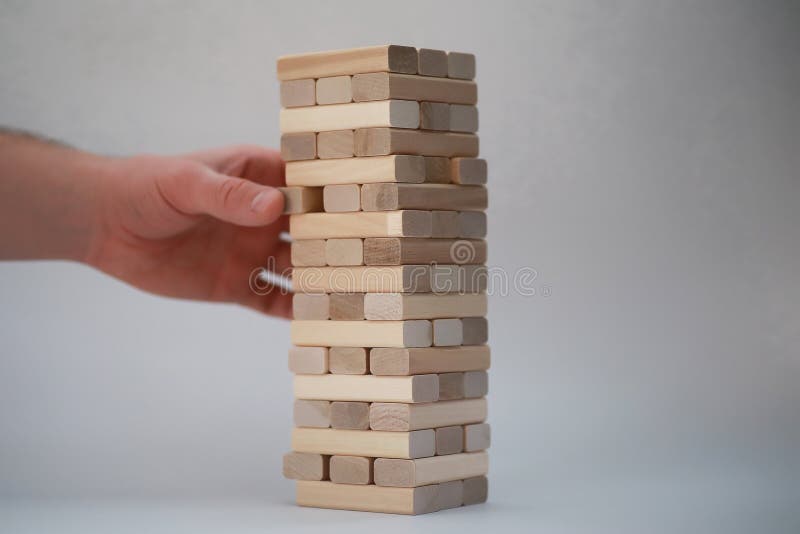 Board Game Jenga Tower of Wood Sticks Stock Photo - Image of games ...