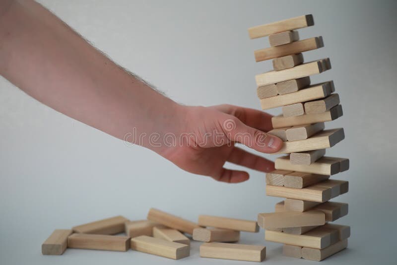 Board Game Jenga Tower of Wood Sticks Stock Photo - Image of ...