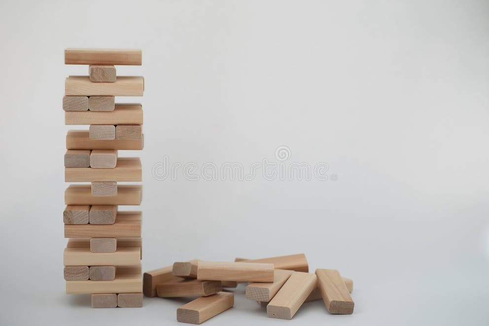Board Game Jenga Tower of Wood Sticks Stock Image - Image of construct ...