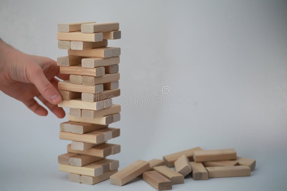 Board Game Jenga Tower of Wood Sticks Stock Photo - Image of blocks ...