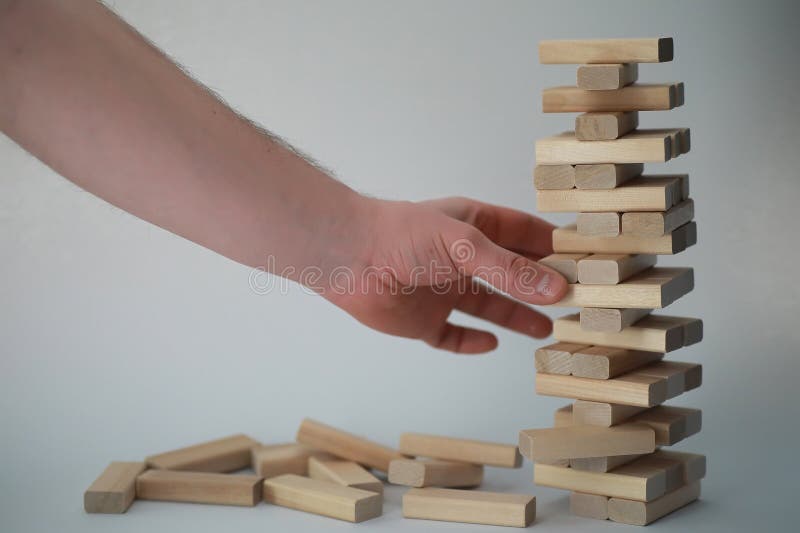 Board Game Jenga Tower of Wood Sticks Stock Image - Image of human ...
