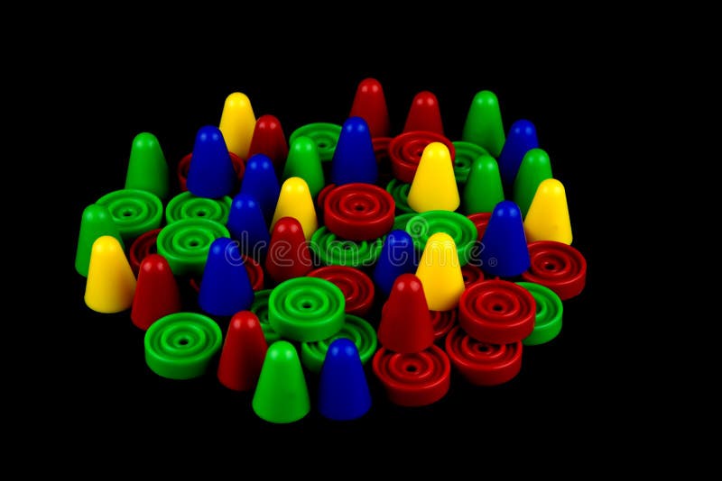 Board Game Pieces on Black Background Stock Photo - Image of children ...