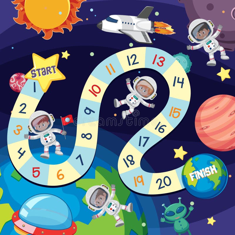 A board game space theme stock vector. Illustration of solution - 140336665