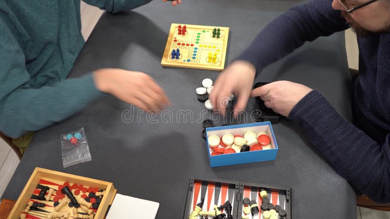 Board Games Top View on Table. Hands Play Stock Footage - Video of male ...