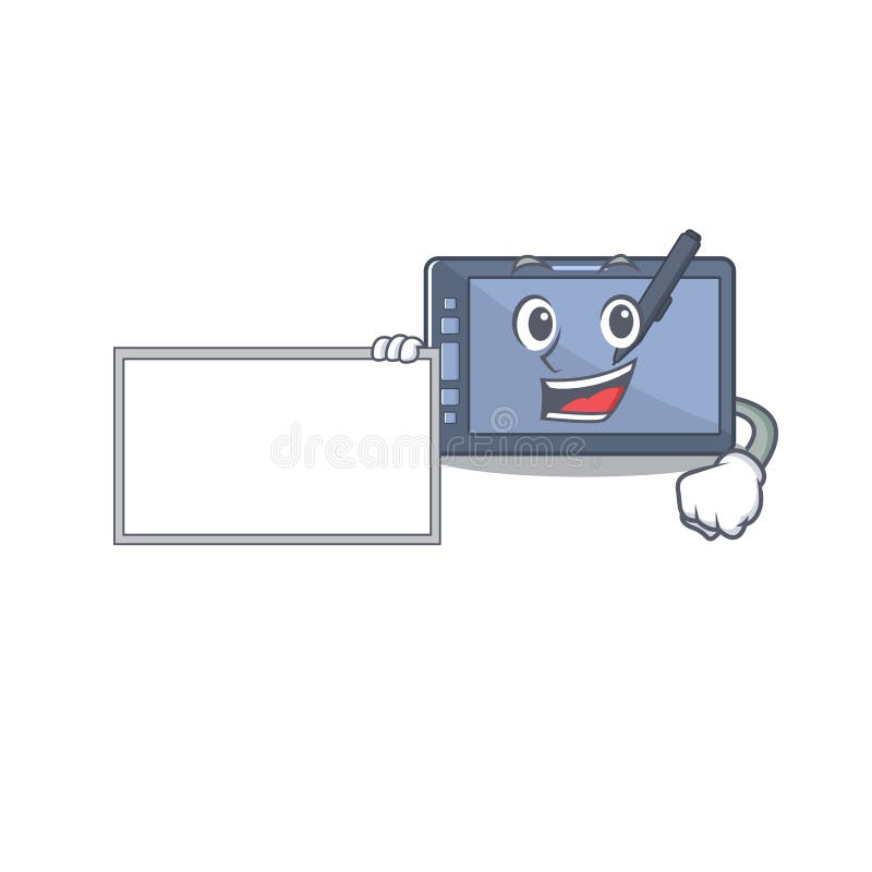 With Board Graphic Tablet Character with the Cartoon Stock Vector ...
