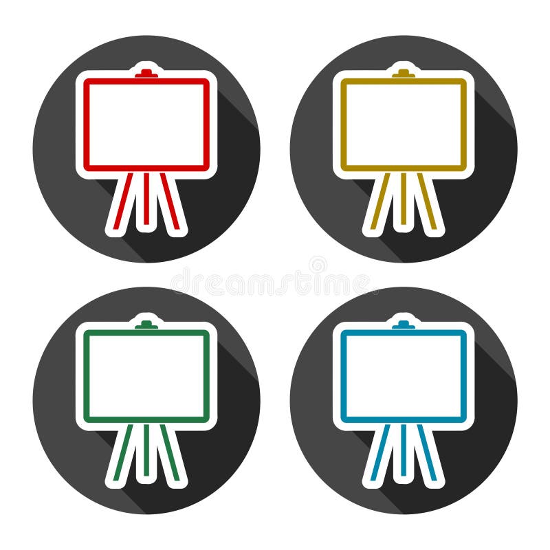 Board Icons Set with Long Shadow Stock Vector - Illustration of diagram ...