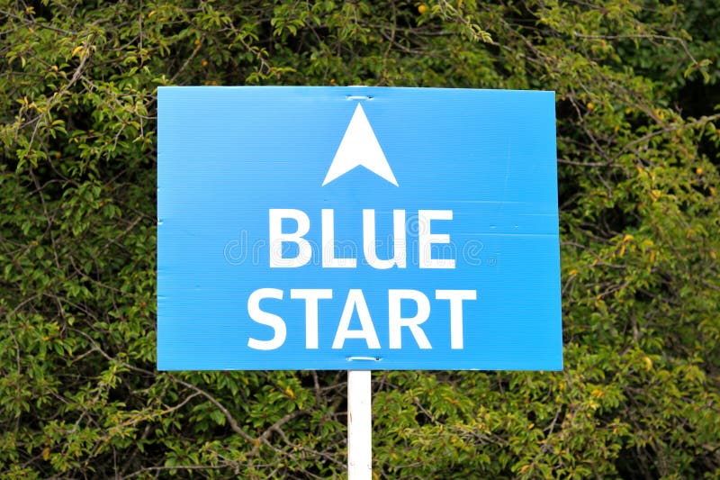Board Indicating Directions To Blue Start Stock Image - Image of ...