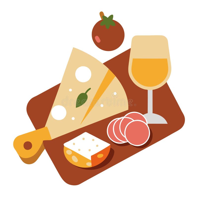 Board with Jamon and Cheese. Aperitif on the Board Stock Vector ...