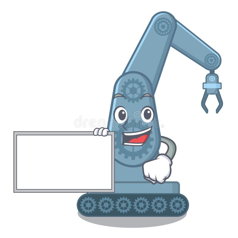 With Board Mechatronic Robotic Arm Isolated on Character Stock Vector ...