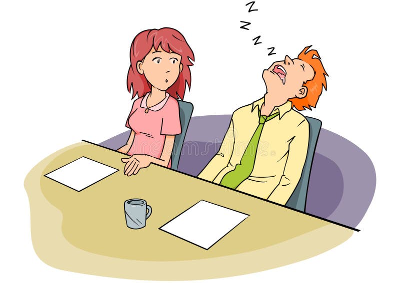 People Meeting Cartoon Asleep