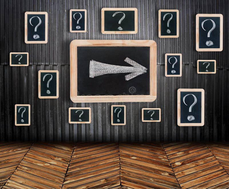 Board on a Old Wall with a Chalk Drawing of a Question Mark. Stock ...