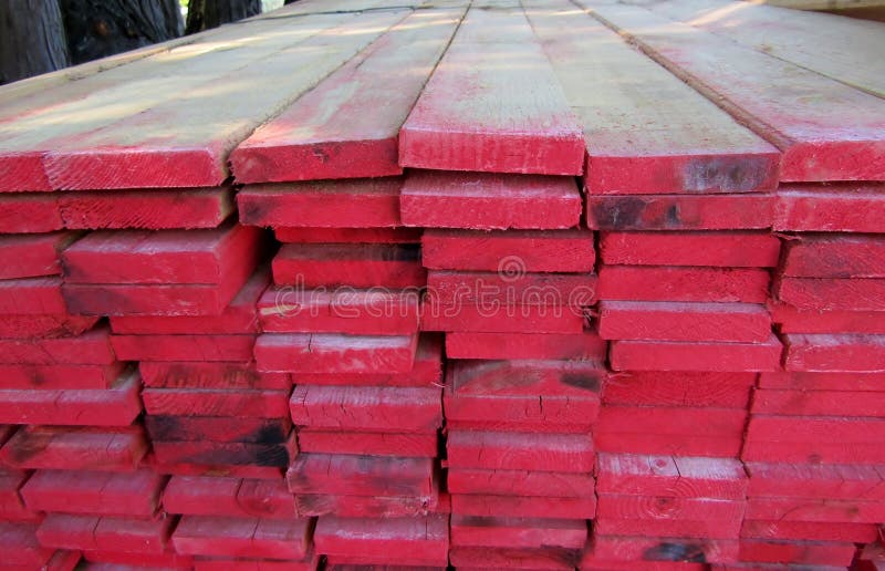 Board with Painted Pink Ends Stock Photo - Image of boards, renovation ...