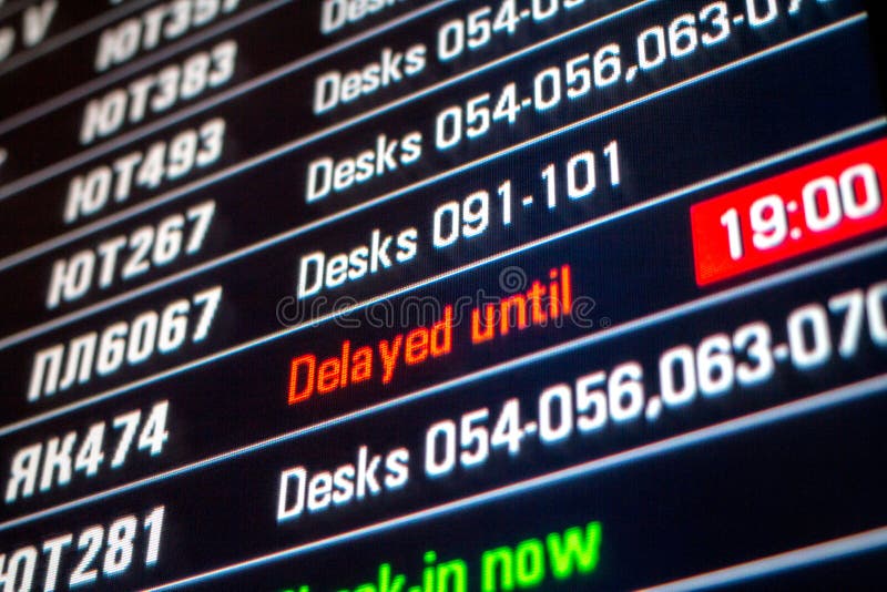 Board Panel with Flight Delayed Stock Image - Image of airline, aerial ...