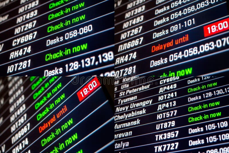 Board Panel with Flight Delayed Stock Image - Image of international ...