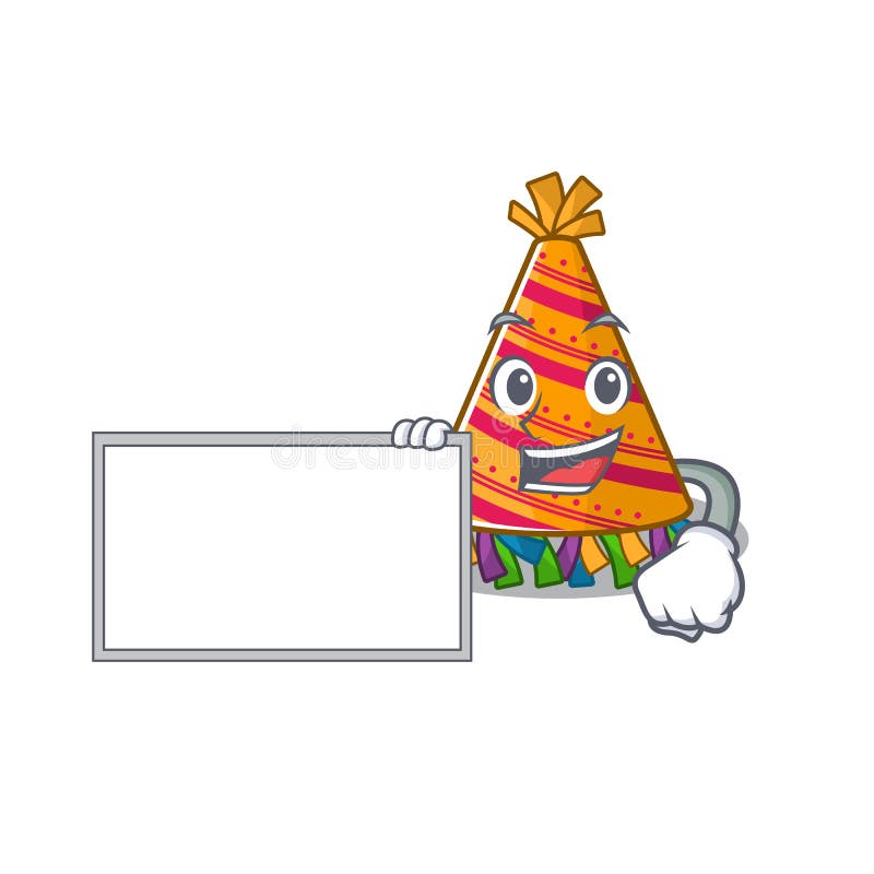 With Board Party Hat Character Isolated in Cartoon Stock Vector ...