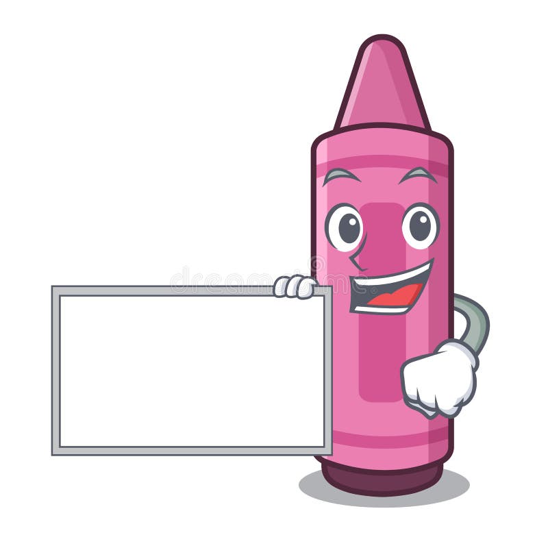 With Board Pink Crayon Isolated in the Mascot Stock Vector ...