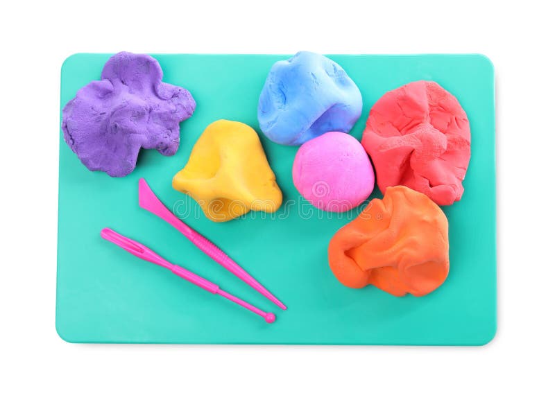 Board with Plasticine and Tools on White Background, Collage Stock ...