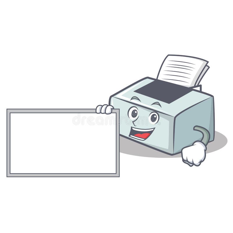 With Board Printer Character Cartoon Style Stock Vector - Illustration ...
