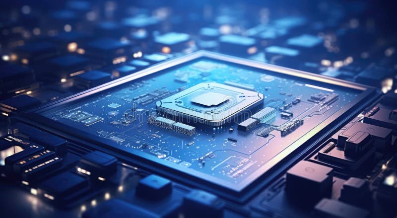 On-board Processor with Luminous Elements Stock Illustration ...