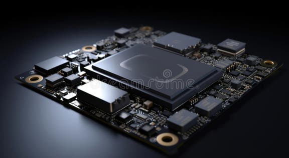 On-board Processor with Luminous Elements Stock Illustration ...