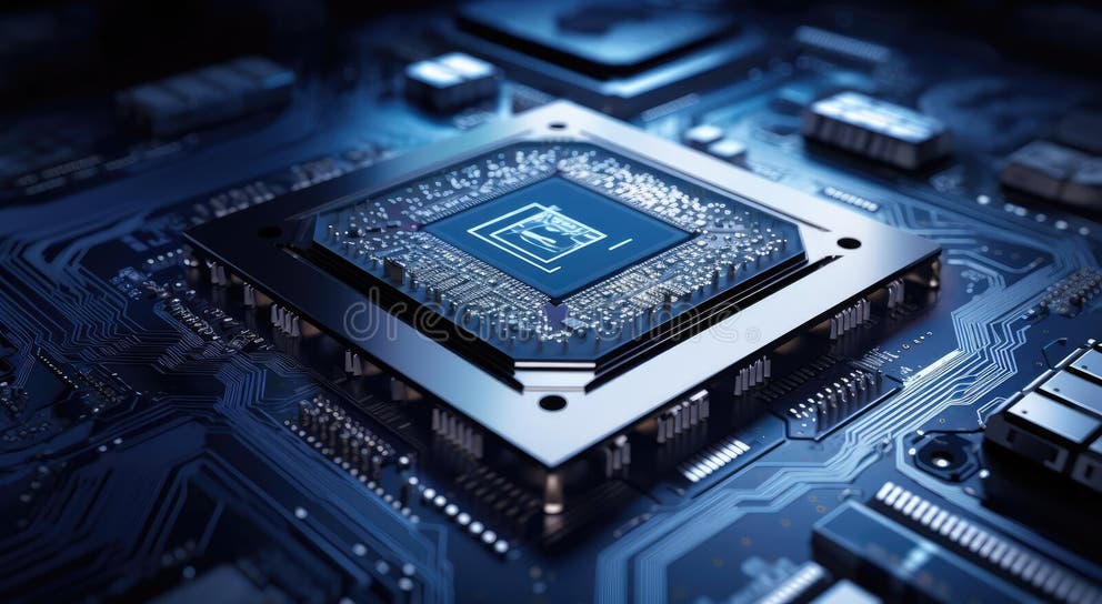 On-board Processor with Luminous Elements Stock Illustration ...