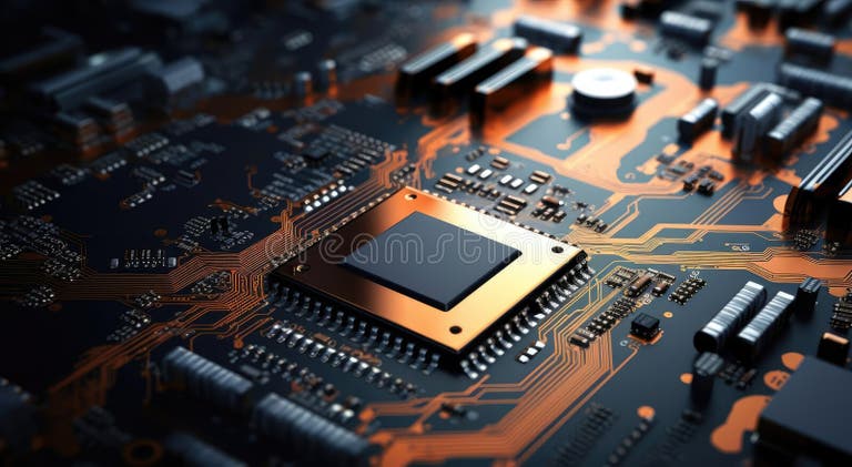 On-board Processor with Luminous Elements Stock Illustration ...