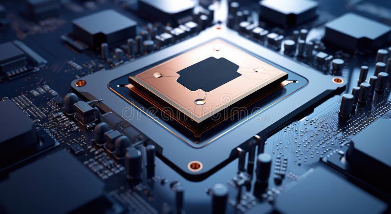 On-board Processor with Luminous Elements Stock Illustration ...