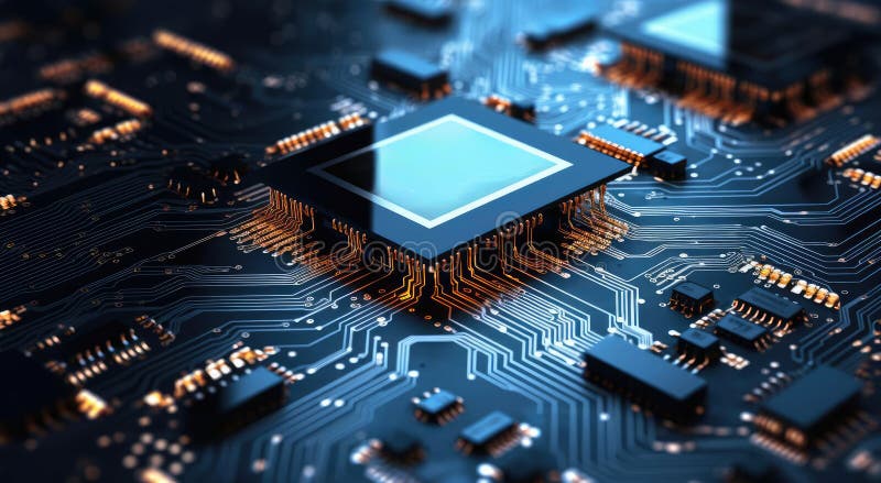 On-board Processor with Luminous Elements Stock Illustration ...