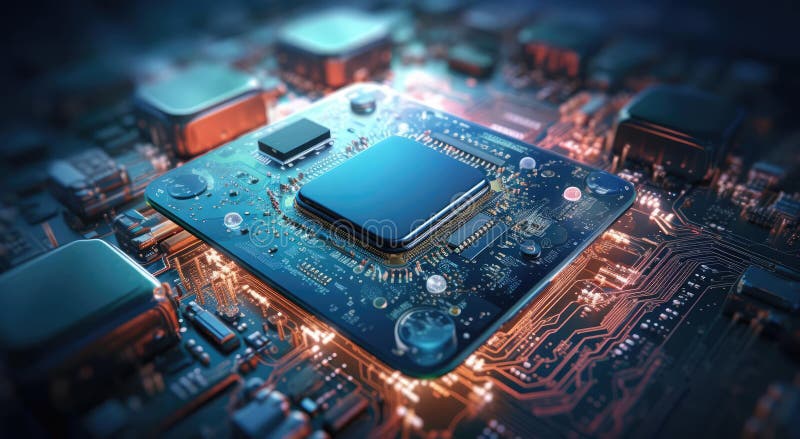 On-board Processor with Luminous Elements Stock Illustration ...