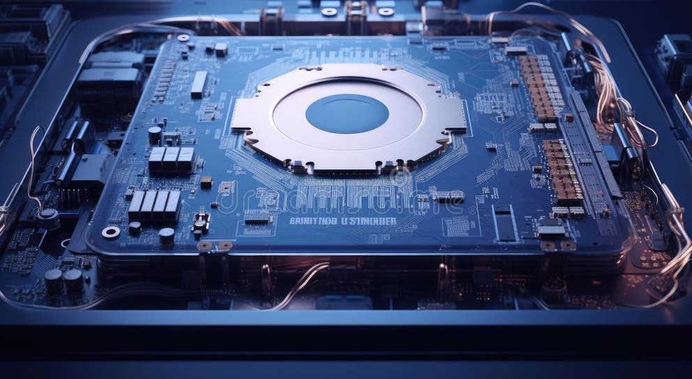 On-board Processor with Luminous Elements Stock Illustration ...