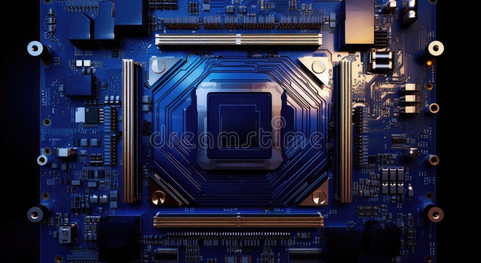 On-board Processor with Luminous Elements Stock Illustration ...