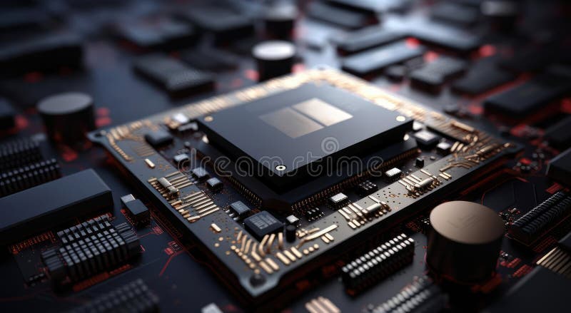 On-board Processor with Luminous Elements Stock Illustration ...