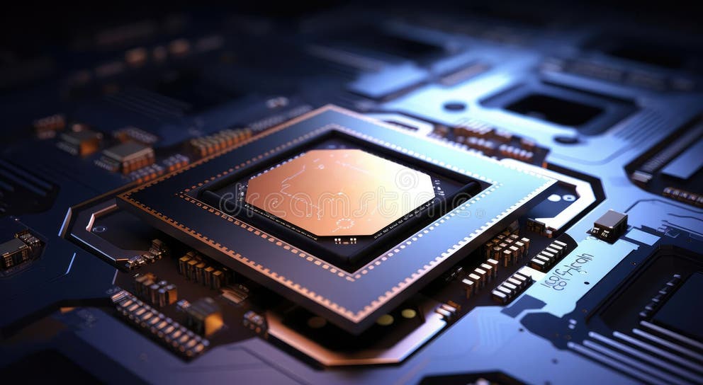 On-board Processor with Luminous Elements Stock Illustration ...