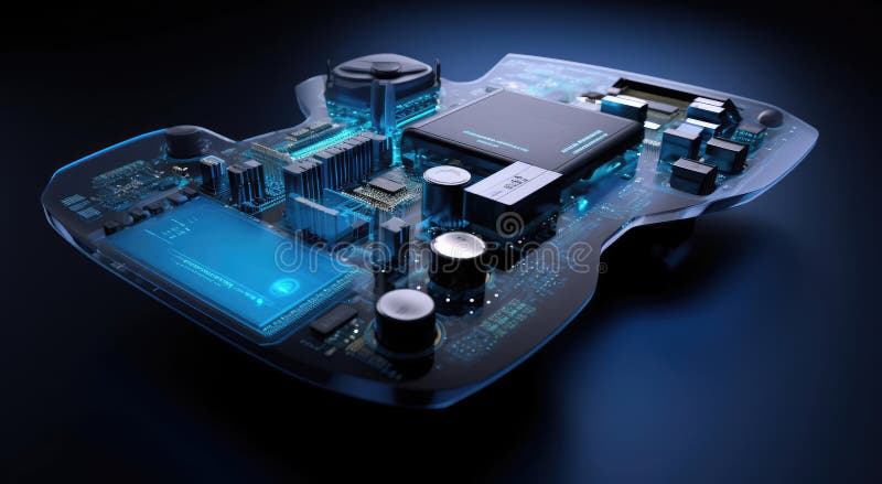 On-board Processor with Luminous Elements Stock Illustration ...